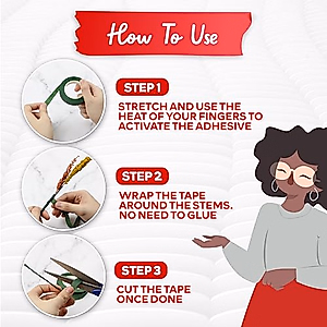 XFasten Wide Floral Tapes for Bouquet 1/2-Inch x 30 Yards - Dark Green (2-Pack) Bouquet Stem Wrap Tape for Florist – Waterproof Boutineer Tape for Flower Stem Wrap and Craft Adhesive