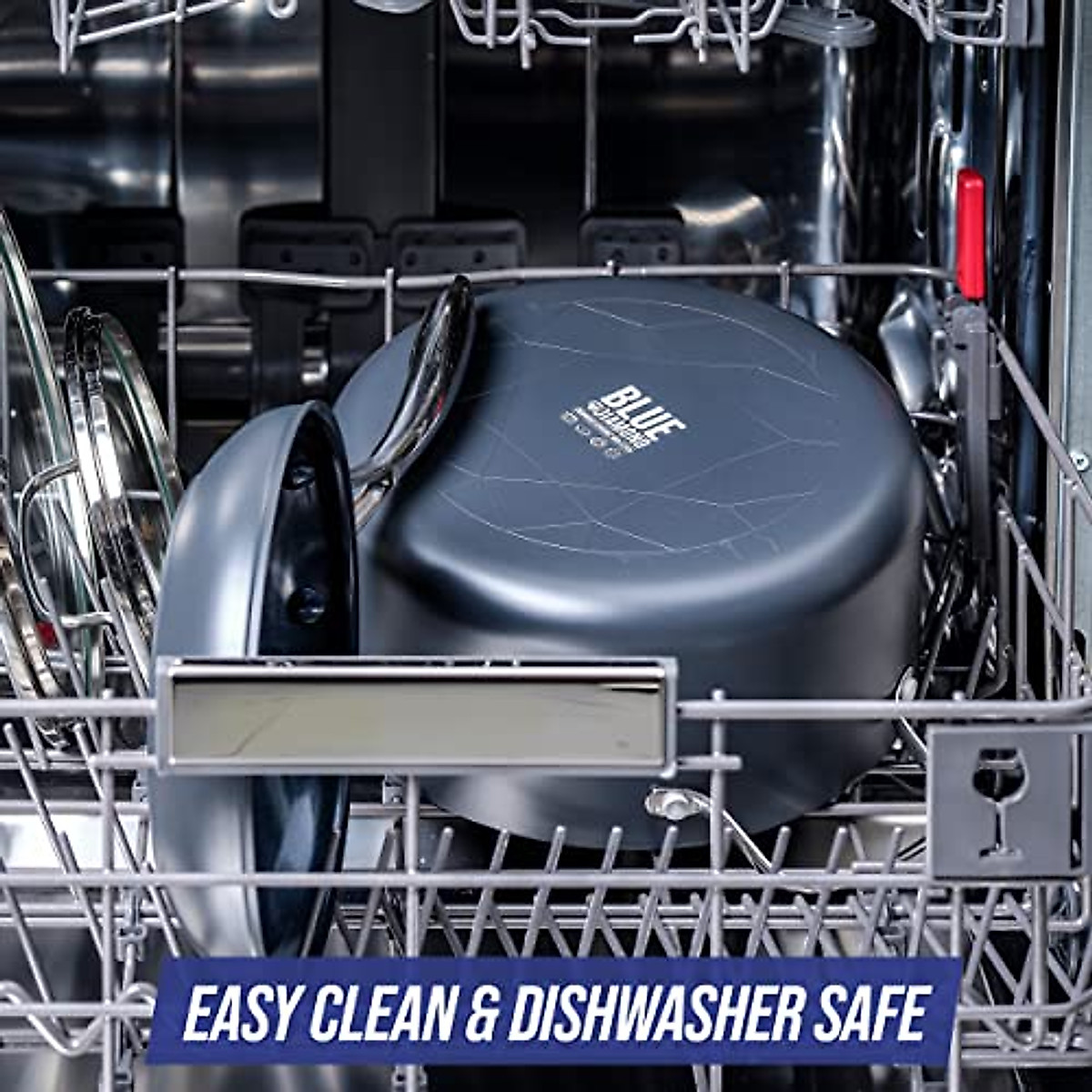 Blue Diamond Cookware Hard Anodized Ceramic Nonstick, 10 Piece Cookware Pots and Pans Set, PFAS-Free, Dishwasher Safe, Oven Safe, Grey