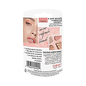 Real Techniques Mini Miracle Complexion Sponge Makeup Blender, Beauty Sponges,(2 Packs of 4, 8 Count Total)