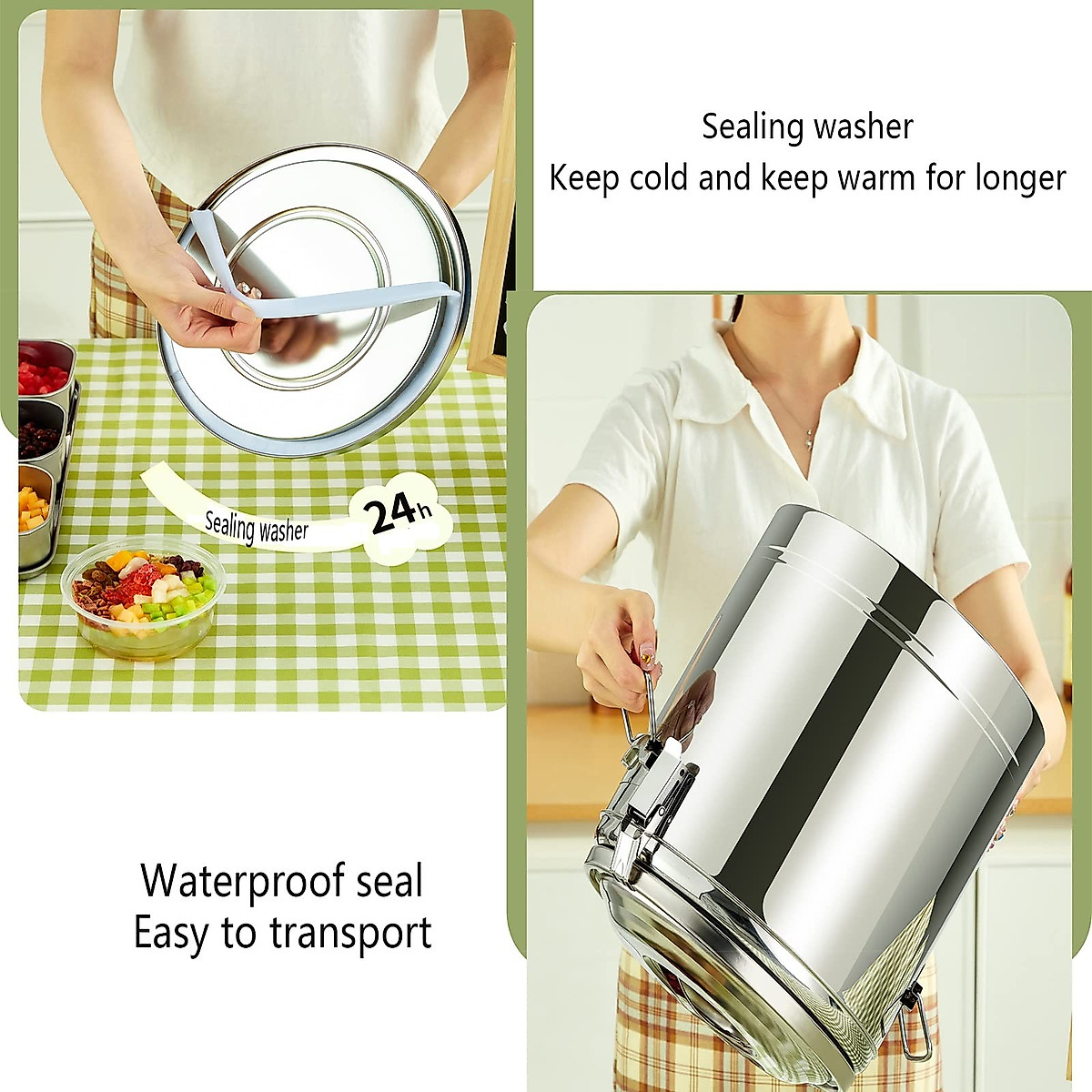 ORPAGU Stainless Steel Insulated Barrel，Insulated Milk Tea Bucket Insulation and Cold Tea Water Milk Soup Coffee Stainless Steel Beverage Dispenser LYWY (Color : Silver, Size : 60L)