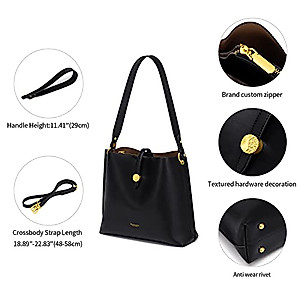 Cnoles Women Genuine Leather Designer Tote Bags Purses And Handbags For Women Fashion Ladies Top Handle Shoulder Satchel Bag Black