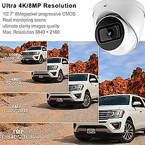 VIKVIZ Starlight 8MP IP Poe Camera with 5X Optical Zoom 2.7-13.5mm,196ft Night Vision,SD Card Slot,WDR,IP67,IVS,4K 8MP Zoom Security Poe Camera