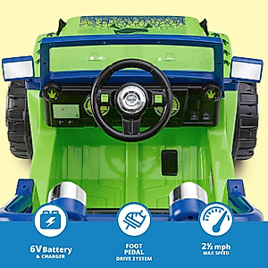 Kid Trax 4x4 Tracker Electric Ride On Toy, 3-5 Years Old, 6 Volt, Max Weight 60 lbs, Dino Tracker Green