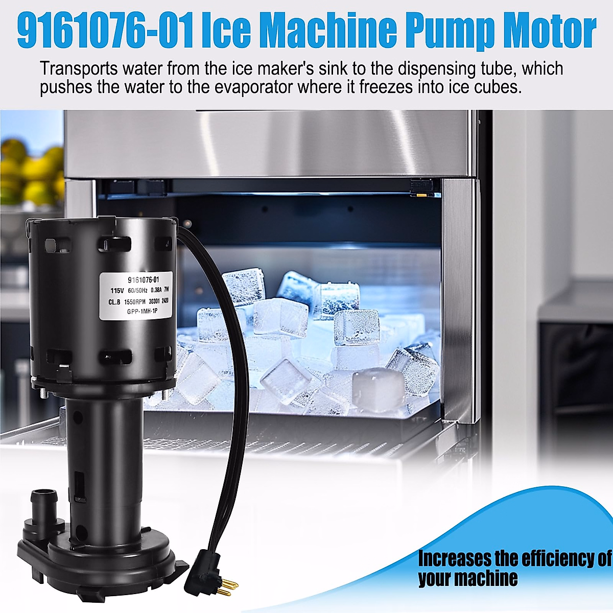 9161076-01 Ice Machine Pump Motor Replacement, Compatible with Ice O Matic Ice Machine, Replaces 803338 GPP-1MH-1P HRIM-21-115 115V 60/50Hz.