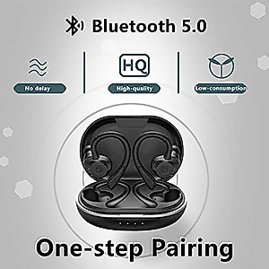 JoxFel Wireless Ear Buds,Bluetooth Running Headphones with Built-in Microphone Deep Bass 36H Playtime in Ear Earbud with Ear-Hooks LED Display IPX7 Waterproof Sport Earbuds for Running Gym Working