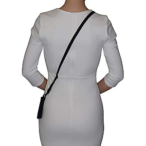 Ultra Thin Discreet Purse Cotton Crossbody Bag for Women with Detachable Zippered Pocket for Cell Phone and Small Valuables - Black