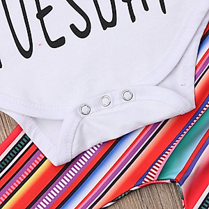 TROSJ 3Pcs Newborn Infant Baby Boy Girl Outfits Long Sleeve Letter Print Romper Tops +Rainbow Striped Pants + Headband Clothes Set (White, 6-12 months)