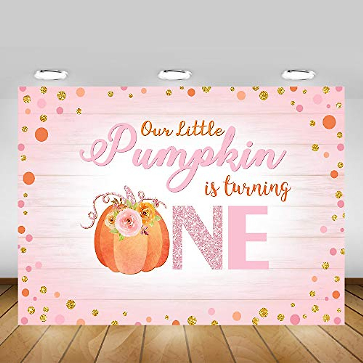 Avezano Pumpkin 1st Birthday Backdrop Fall Pumpkin First Birthday White Wood Background Vinyl Our Little Pumpkin is Turning One Girls Birthday Party Decoration Banner (7x5ft)