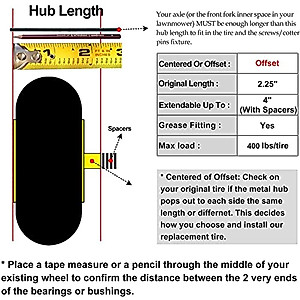 2 New 4.10/3.50-4" Solid Flat-Free Sawtooth Wheel w/Grease Fitting for Hand truck Dolly All Purpose Utility Cart, Offset Hub 2.25"-4.00", 5/8" Bearing installed w/Extra 3/4" Bearing