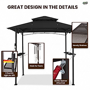 MEWAY 8x5 Outdoor Grill Gazebo Canopy, BBQ Canopy Gazebo Tent for Patio,Barbecue,Black