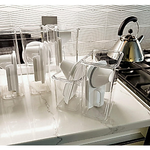 Plcnn Rice Storage Container, Food Storage Containers with Lids Airtight and Measuring Cup Clear Plastic Kitchen and Pantry Organization Bin for Flour,Sugar,Grain,Rice & Baking