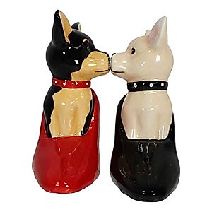 Set Of 1 Dogs In Red And Black Pump Heel Shoes Salt And Pepper Shakers