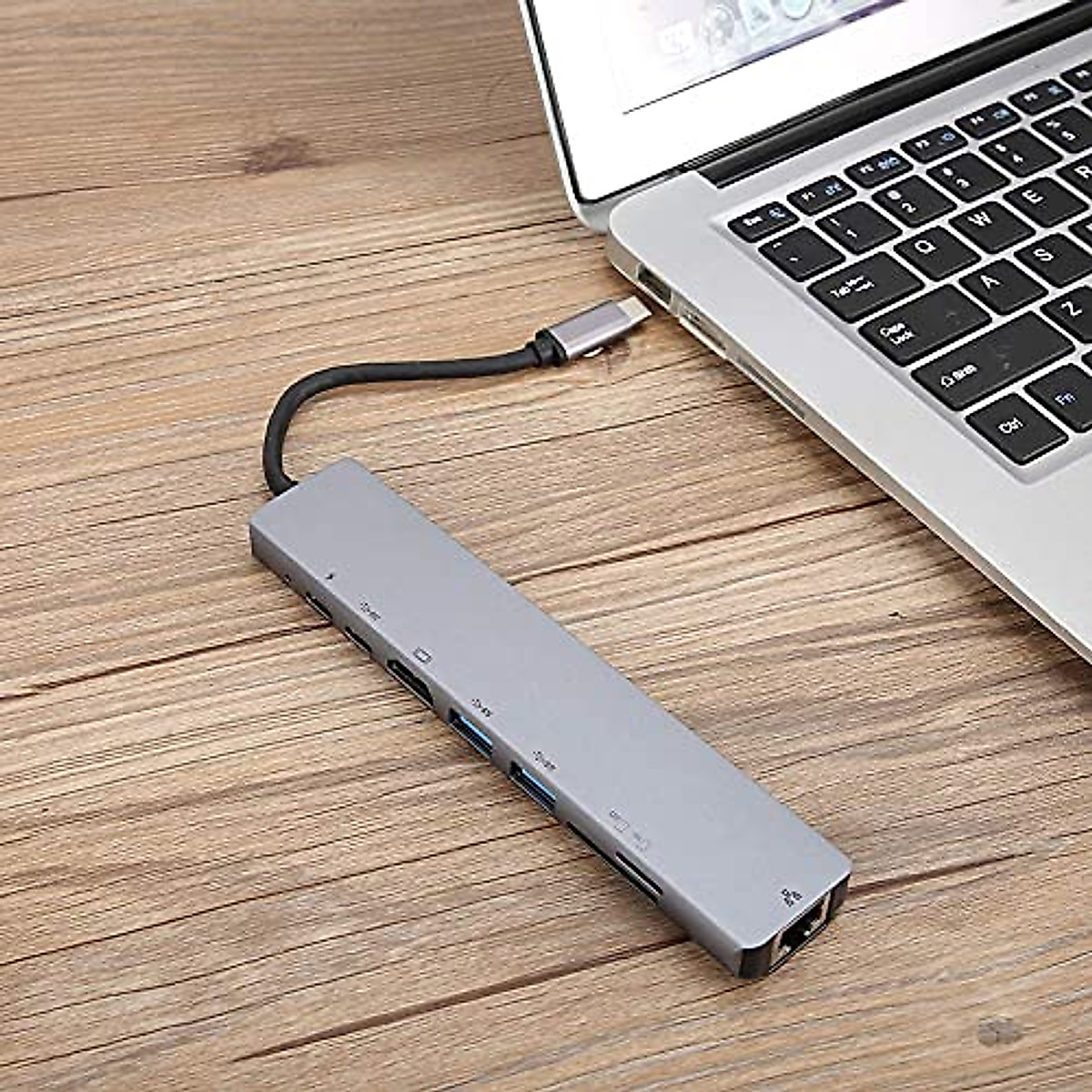USB C Hub, 8-in-1 USB C Adapter with 4K, USB-C to Type-C USB 3.0 Hub RJ45 Ethernet Mini SDTF OTG Adapter