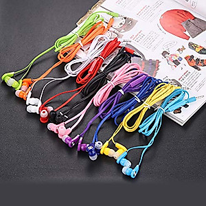 CN-Outlet Bulk Earbuds with Microphone - Wholesale 50 Pack Earphones Noodle Headphone with Mic Multi Colored Ear Buds Bulk for School Classroom Students Kids and Adult (50Pack,Mix10color)