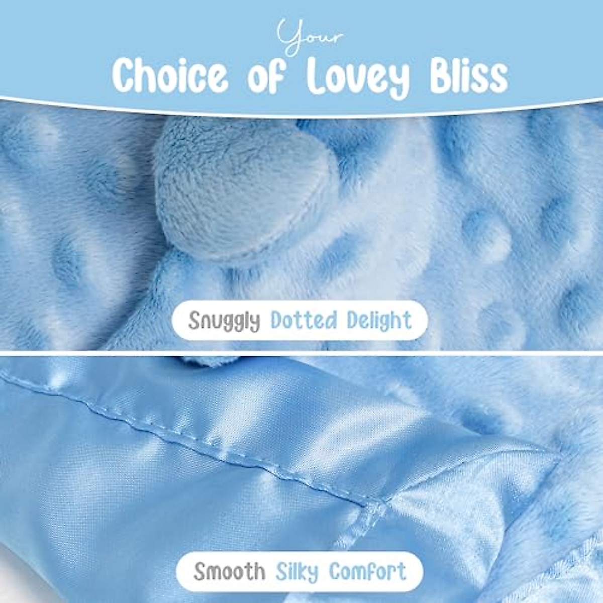 Personalized Baby Lovey with Custom Name - Soft and Snuggly Baby Security Blanket - Blue Teddy Bear Stuffed Animal Security Blankets for Babies 11" - Personalized Baby Gifts for Girl and Boy