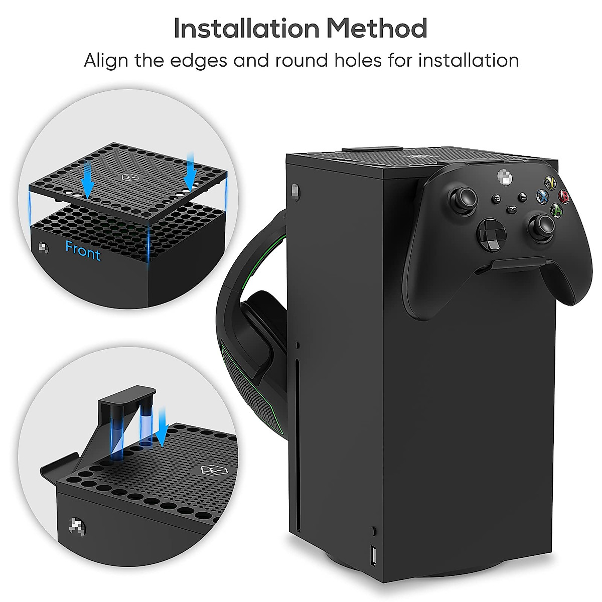 Dust Cover Controller Holder for Xbox Series X Console, Holder Stand Mount Accessories for Xbox Series X Controller and Gaming Headsets