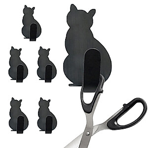 6Pcs Coat Hooks Cute Cat Shape Adhesive Hooks Wall Hooks Creative Wall Decorations Hanger Holder Stainless Steel for Hanging Coats Hat Towel Key Scarf Bags