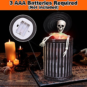 Presence 12" Halloween Animated Trashcan Skeleton, Spirit Activated Animatronic Halloween Decorations with Scary Sounds and Movable Posable Joints, Indoor Haunted House Party Home Props Decor