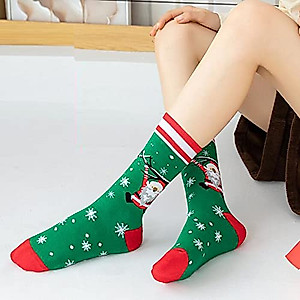 Nzwiluns Funny Christmas Socks for Men Women Crew Socks Novelty Holiday Long Socks Plus Size Xmas Gifts for Family