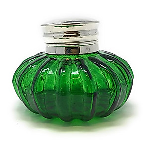 Madison Bay Company Round Swirled Green Glass Inkwell, 3 Inches Diameter X 2.25 Inches Tall