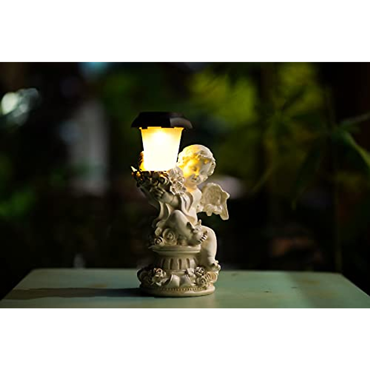 HONGRUIART Angel Statue with Solar Lamp Decoration Angel Solar Light Statues for Garden Memorial Gift Solar Angels Resin Gifts for Mom Baby Angel Statue Garden Decor