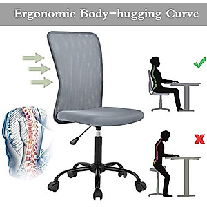 Ergonomic Office Chair with Lumbar Support Mesh Chair with Wheels Rolling Swivel Back Support Adjustable Executive Desk Chair, Modern PC Computer Desk Chair for Home Office Women Men by XXFBag - Gray