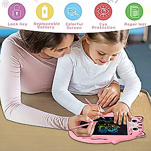 LCD Writing Tablet, SS Drawing Tablet for Kids 8.5" Colorful Screen Doodle Board Pad for 3 4 5 6 Years Old Boys Girls Gifts Education Toys Pink