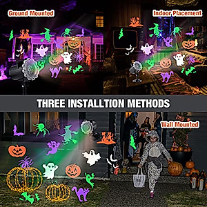 2 Pack Halloween Projector Lights Outdoor Led Projector Ghost Pumpkin Lights Projection Halloween Decoration 12 Dynamic Patterns Spotlight Landscape Decorative for Window Garden Halloween Party