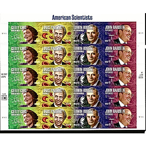 American Scientists, John Bardeen, Edwin Hubble, Linus Pauling, Gerty Cori (Sheet of 20) 41 Cent US Postage Stamps 2008 Scott #4224-4227