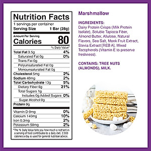 Perfect Keto Mallow Munch, Gluten Free, Cereal Bars, Breakfast Bar, Rice-Free, Low Sugar, Low Carb, Crispy, High Protein Snack, Healthy Snacks, 9g Protein, 2g Net Carbs, Original Marshmallow, 8 Pack
