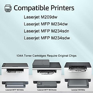 greencycle Compatible Toner Replacement for Hp 134A Black Toner Cartridge[Use Requires Manual Installation of OEM CHIP] Use for Laserjet M209dw MFP M234dw M234sdw M234sdn Printer(NO CHIP.2Pk)