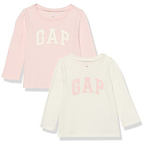 GAP Baby Girls Long Sleeve Logo T-Shirt T Shirt, Light Shell Pink, 12-18 Months US