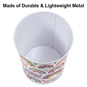 Allure Home Creation Rainbow Hearts Metal Wastebasket-Compact Size 7.70" x 7.70" x 9.40"-1.50 Gallons