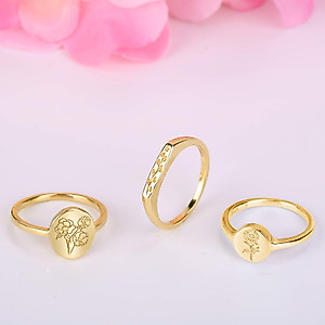 YeGieonr Sunflower Gold Rings for Women Non Tarnish 925 Sterling Silver Rings, Dainty Statement Ring, Waterproof Solid Gold Ring