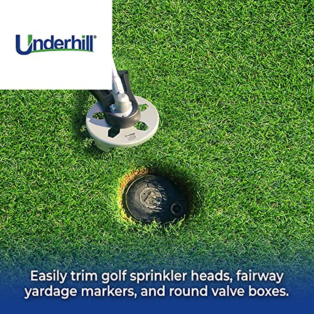 Underhill PowerTrim Pro Series Sprinkler System Heads Grass Cutter, Lawn Trimmer, 8" Diameter Round Cutting Blade, Garden Yard Tools, PTC-008