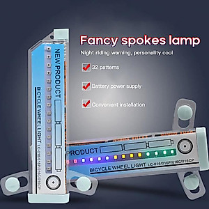 Bike Wheel Light Bicycle Motorcycle Bike Tyre Tire Wheel Lights 32 LED Flash Spoke Light Lamp 32 Different Patterns Change Outdoor Cycling Lights for Bike Wheel (1 Pack)