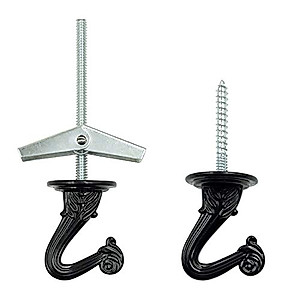 Hxchen 38mm/1.5" Ceiling Hooks - Heavy Duty Swag Hook with Steel Screws Bolts and Toggle Wings for Hanging Plants Ceiling Installation Cavity Wall Fixing Black - (2 Sets)