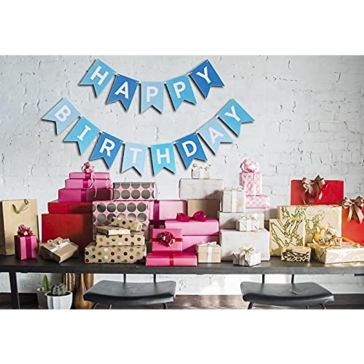 Happy Birthday Banner Gradients Blue Banner Birthday Banner Decoration Party Decoration Supplie