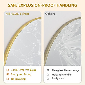 NISHCON Arched Full Length Mirror 64"x21", Gold Frame Floor Mirror with Stand, Free Standing Wall Mounted Leaning Mirror, Full Body Mirror for Bedroom Living Room Vanity Entryway Dressing