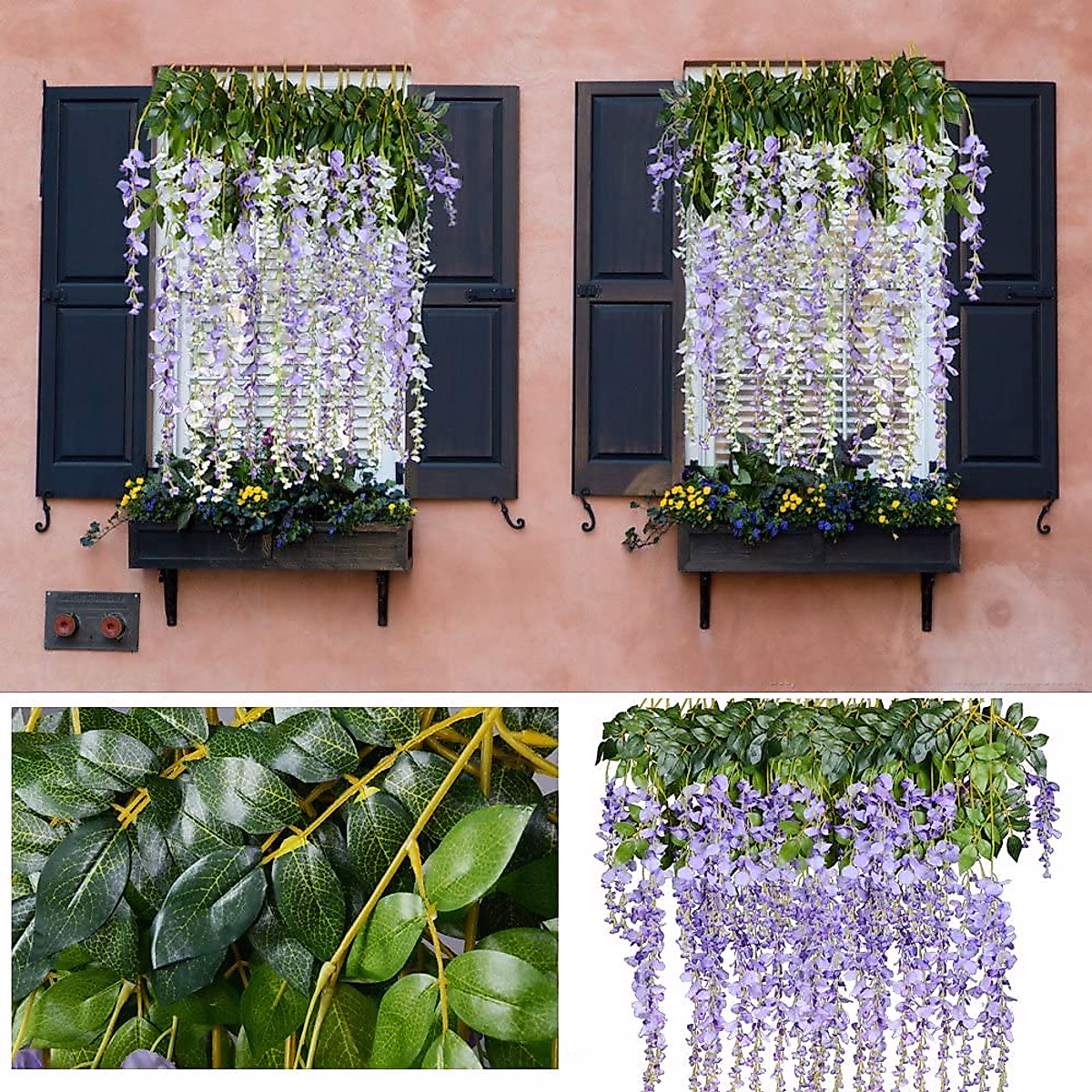DearHouse 6 Pieces 3.6 Feet Artificial Wisteria Garland, Artificial Flowers Garland Silk Wisteria Vine Hanging Flower for Wedding Home Party Garden Outdoor