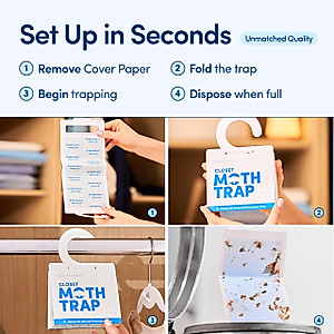 Shieldeck Moth Traps for Clothes with Pheromones (8-Pack) - Clothing Moth Traps for House - Closet Moth Trap & Moth Killer - How to Get Rid of Moths in House - Indoor Cloth Moth Catchers