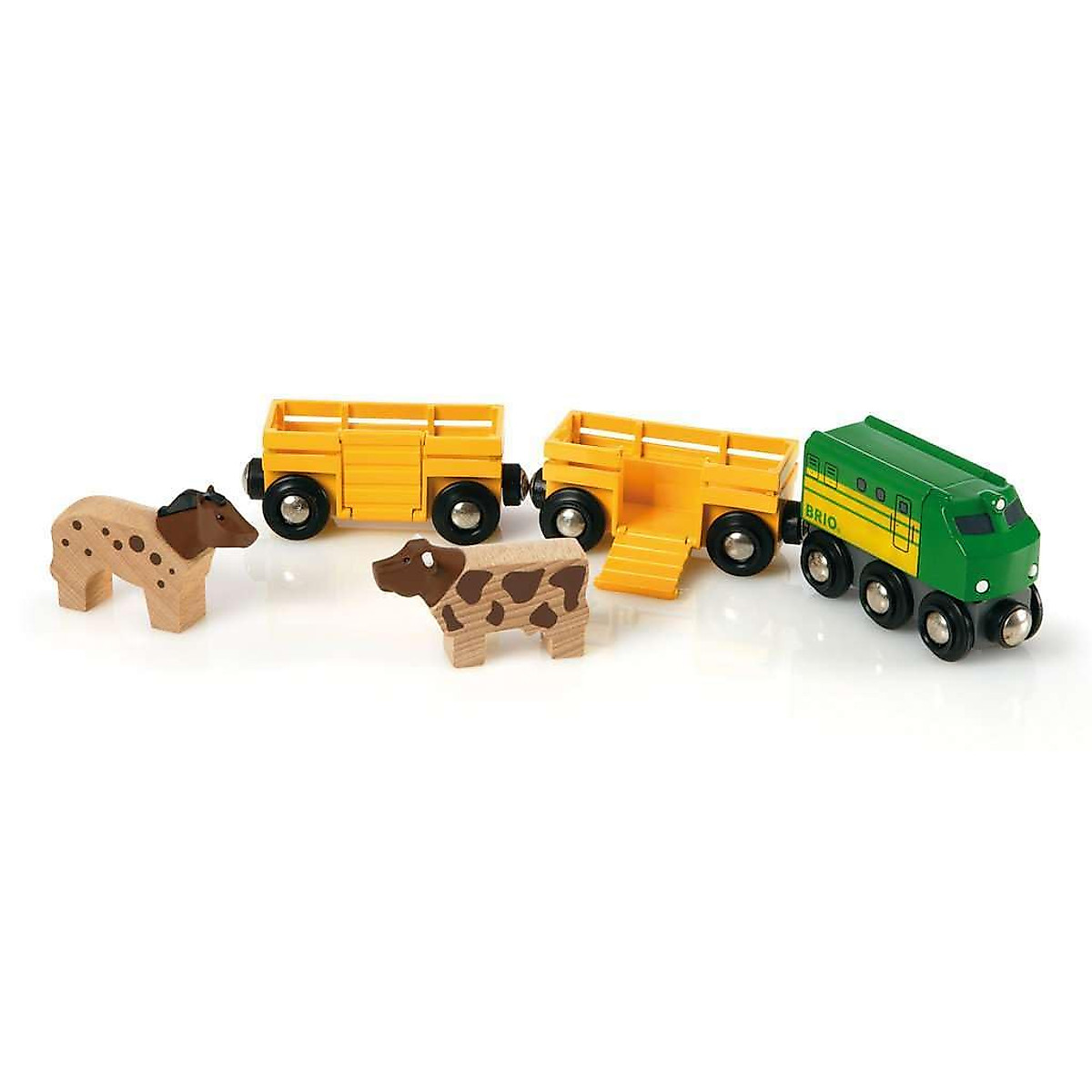 BRIO World 33404 - Farm Train | 5-Piece Wooden Toy Train Set for Kids | Ideal for Ages 3 & Up | Certified Sustainable Materials