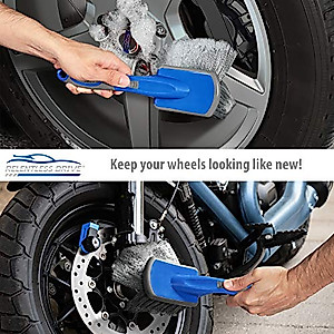 Relentless Drive Car Wheel Brush - Auto Detailing Car Wash Brush, Ergonomic Grip with Long Handle for Tires and Wheels, Wheel Cleaner Brush for Car, Truck, SUV & Tesla - Tire Shine Applicator