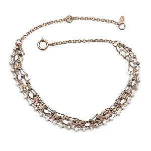 Catherine Popesco White & Grey Mineral Stone Mix Multi Strand Goldtone Necklace