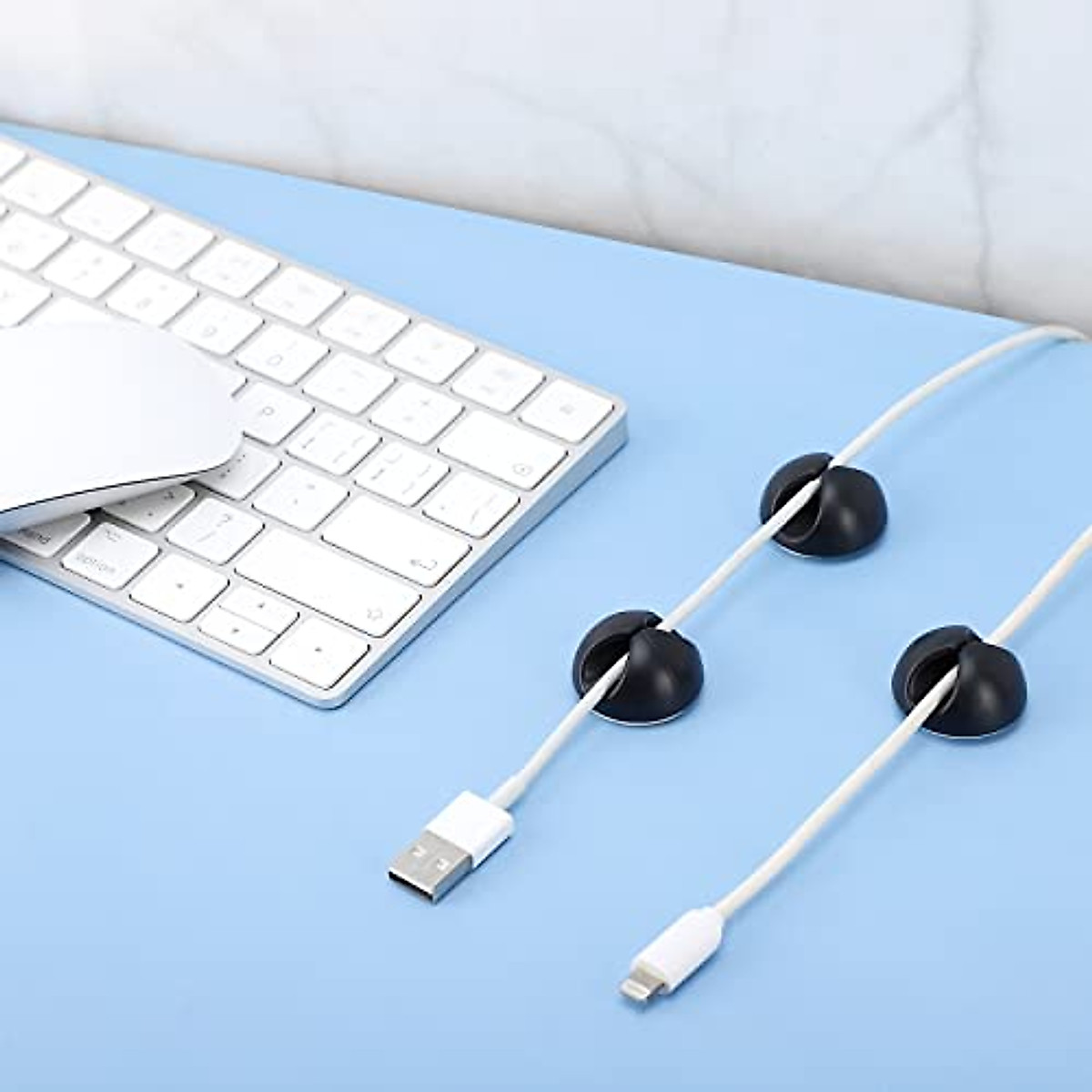 ENPOINT 30 Pack Cable Clips, Adhesive Cable Management,1 Slot Cable Holder Clips Wire Clips Black Cable Organizer for Power Cord, Phone Charger, PC, Car, Office, Home, Nightstand, Charging Accessory