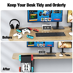 JDGPOKOO 4 in 1 Under Desk Clamp for Nintendo Switch/OLED, Switch Holder Mount with 360° Rotatable Headphone Hanger and Controller Holder, Headset and Controller Stand for PS4, PS5, Xbox, PC