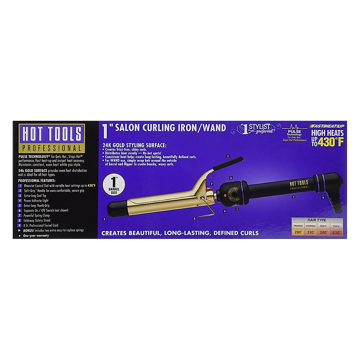 Hot Tools l # 1181 Spring Grip 1" Professional Curling Iron