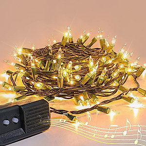 Indoor/Outdoor Multi-Color Musical Christmas Lights - Plays 25 Classical Holiday Songs - 8 Function Chaser - Green Wire - 26 Ft Wire Length, 2" Space Between Bulbs
