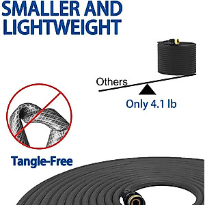 Garden Hose 100ft, Expandable Garden Hose Leak-Proof with 3 Layer Latex Core,Extra Strong Brass Connectors and 10 Spray Nozzle With Storage Bag,Lightweight,No-Kink Flexible Water Hose (Black)