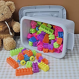 Readsky 6-Pack 5 L Plastic Storage Bin with Lid and Handle, Grey